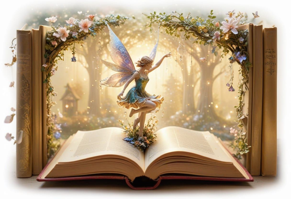 an open book background is a library, fairies