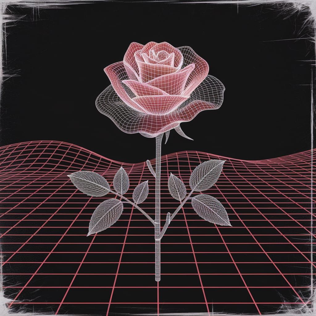 Rose - Cyberpunk Rose in Neon Hues