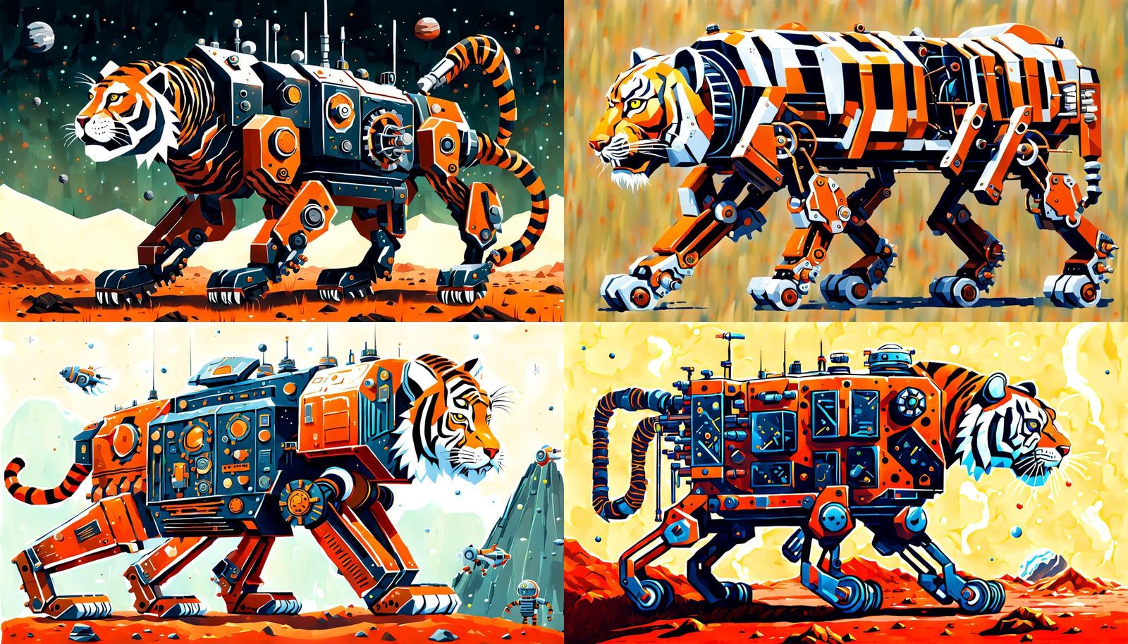 mechanical mech tiger for exploring mars . mech tiger acrylic on canvas ...