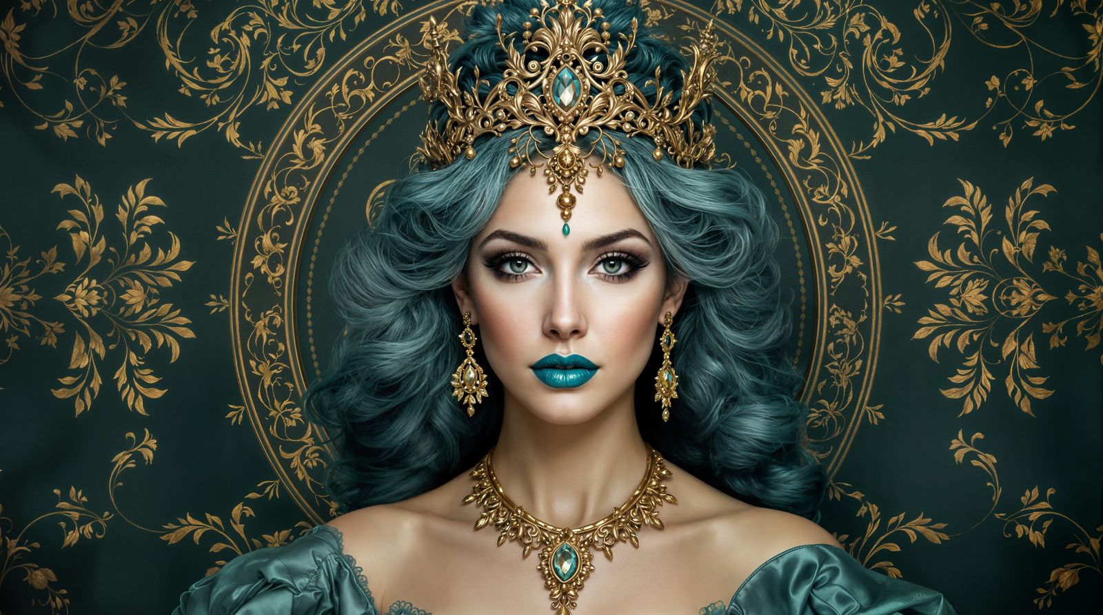 Teal for Real - Ethereal Baroque Beauty with Teal Locks