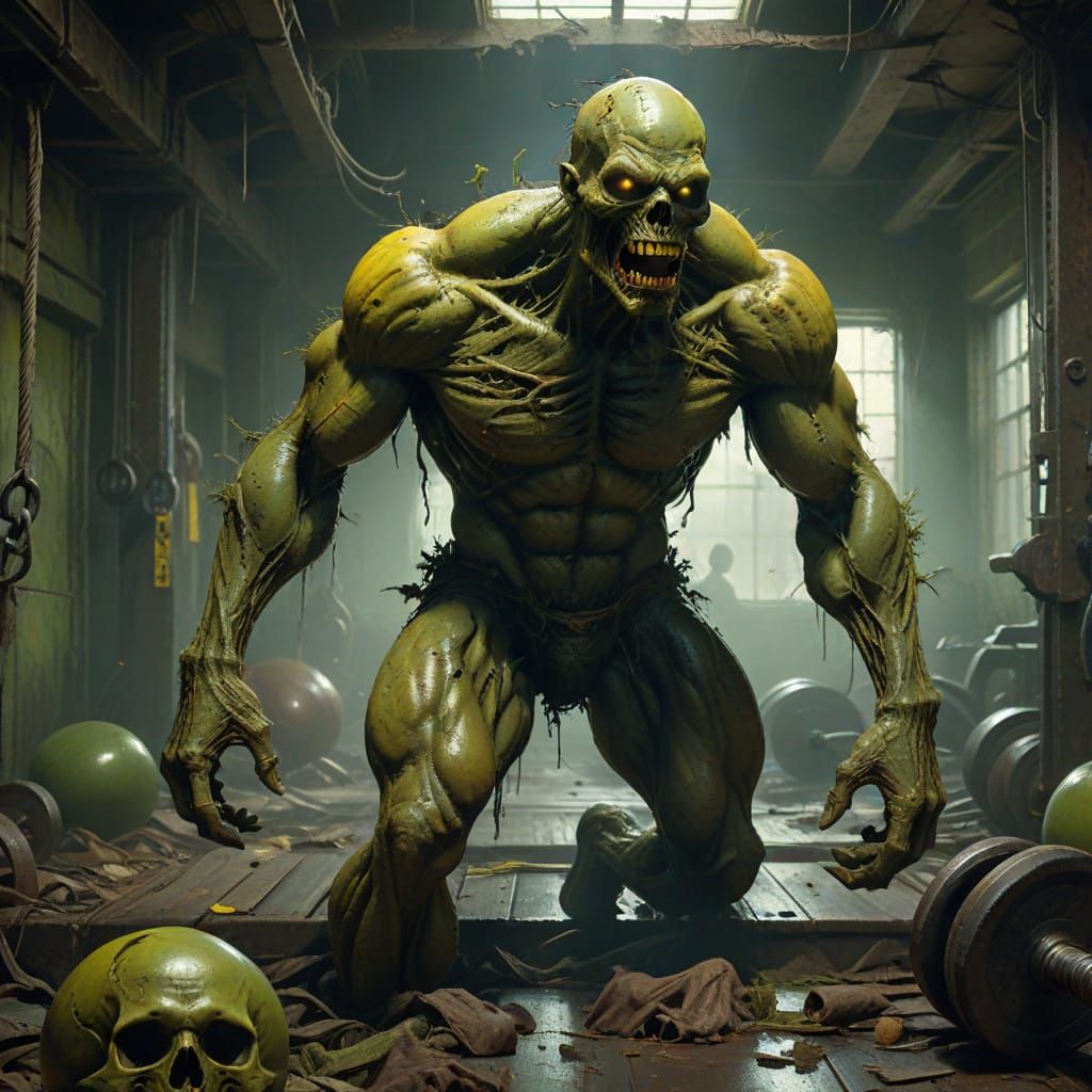 A Hyperrealistic, hyper-detailed photo of Excessively muscular zombies ...