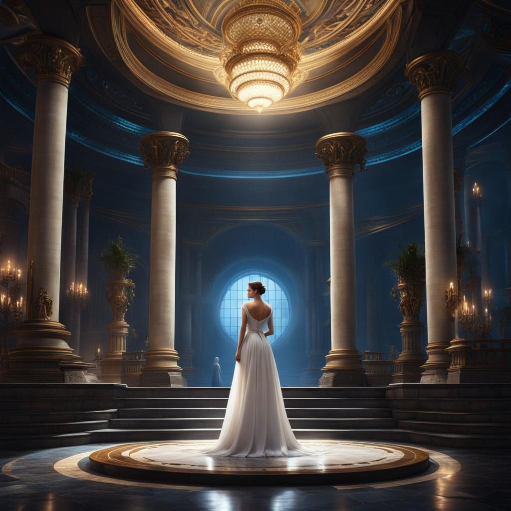 first circle - Stone Platform with Woman and Man in Fantasy ...