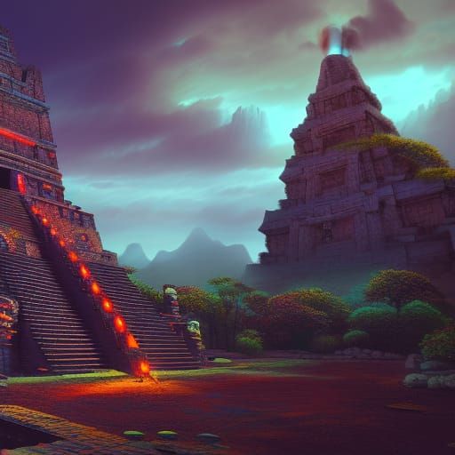 Path Lit By Torchlight - AI Generated Artwork - NightCafe Creator