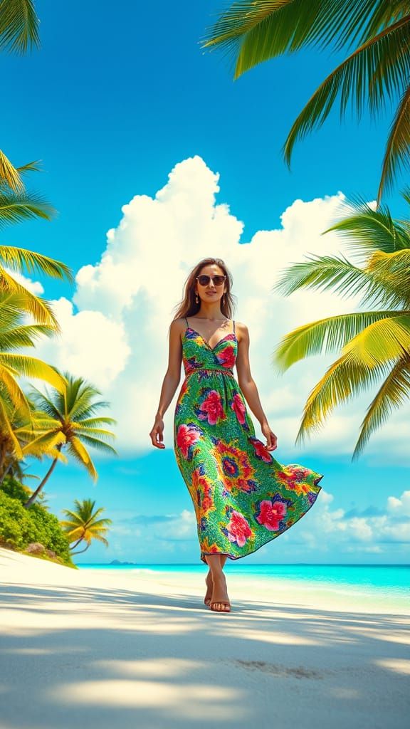 Woman on Sun-Kissed Beach in Photorealistic 4K Sty... - AI Art