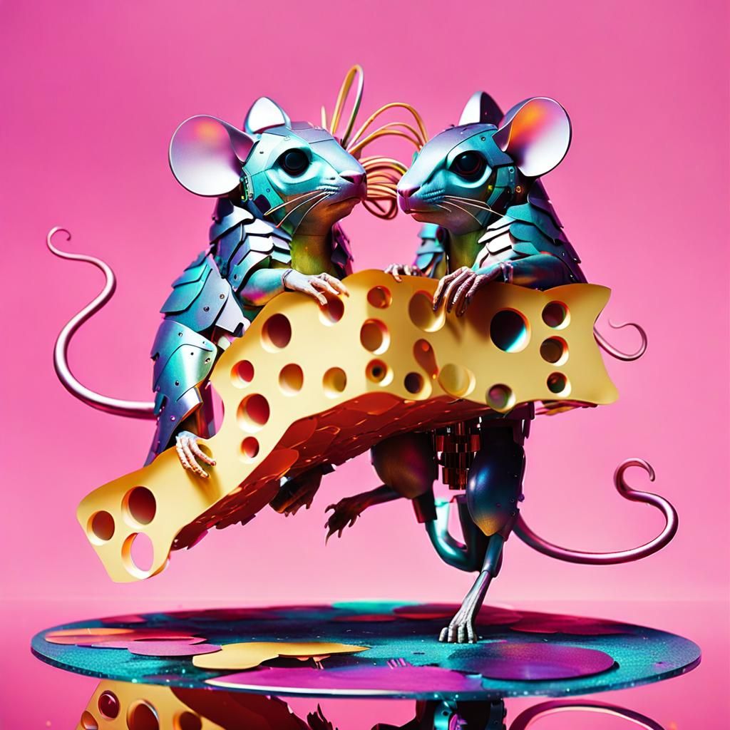 A metal statue of Cheese and Mice - AI Generated Artwork - NightCafe ...