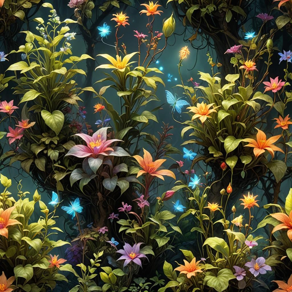 Fae Forest Flora - AI Generated Artwork - NightCafe Creator