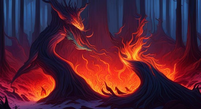 Fiery forest - AI Generated Artwork - NightCafe Creator