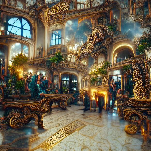 Ornate baroque hotel lobby beautifully lit Ferdinand Knab (8) [8K 3D 8k ...
