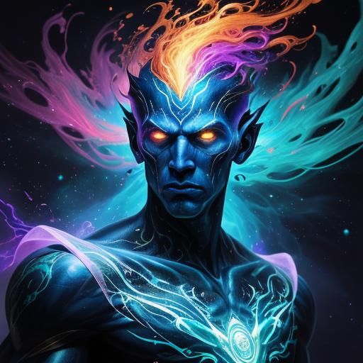 Cosmic humanoid entity made of swirling energies - AI Generated Artwork ...