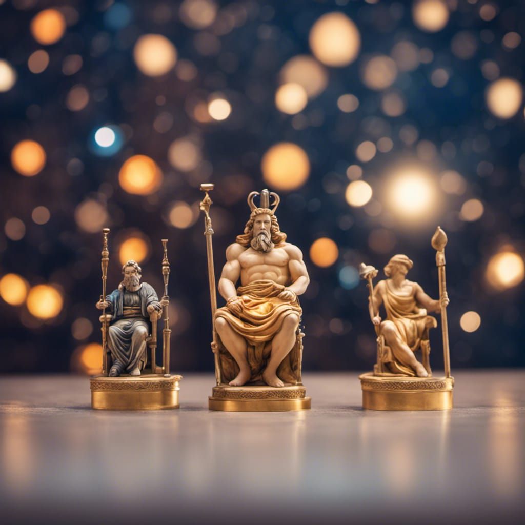 The gods Jupiter, Saturn and Uranus sitting on thrones Professional ...