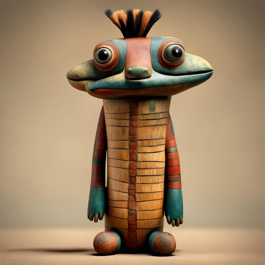 Lizard Kachina doll designed by Amedeo Modigliani. - AI Generated ...