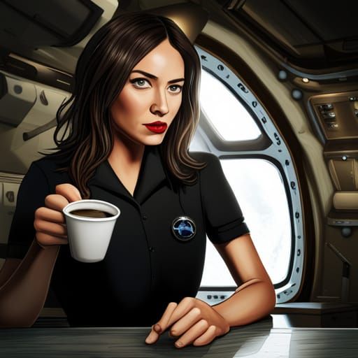 drinking coffee in space, cosmic coffee bar, science fiction coffee ...