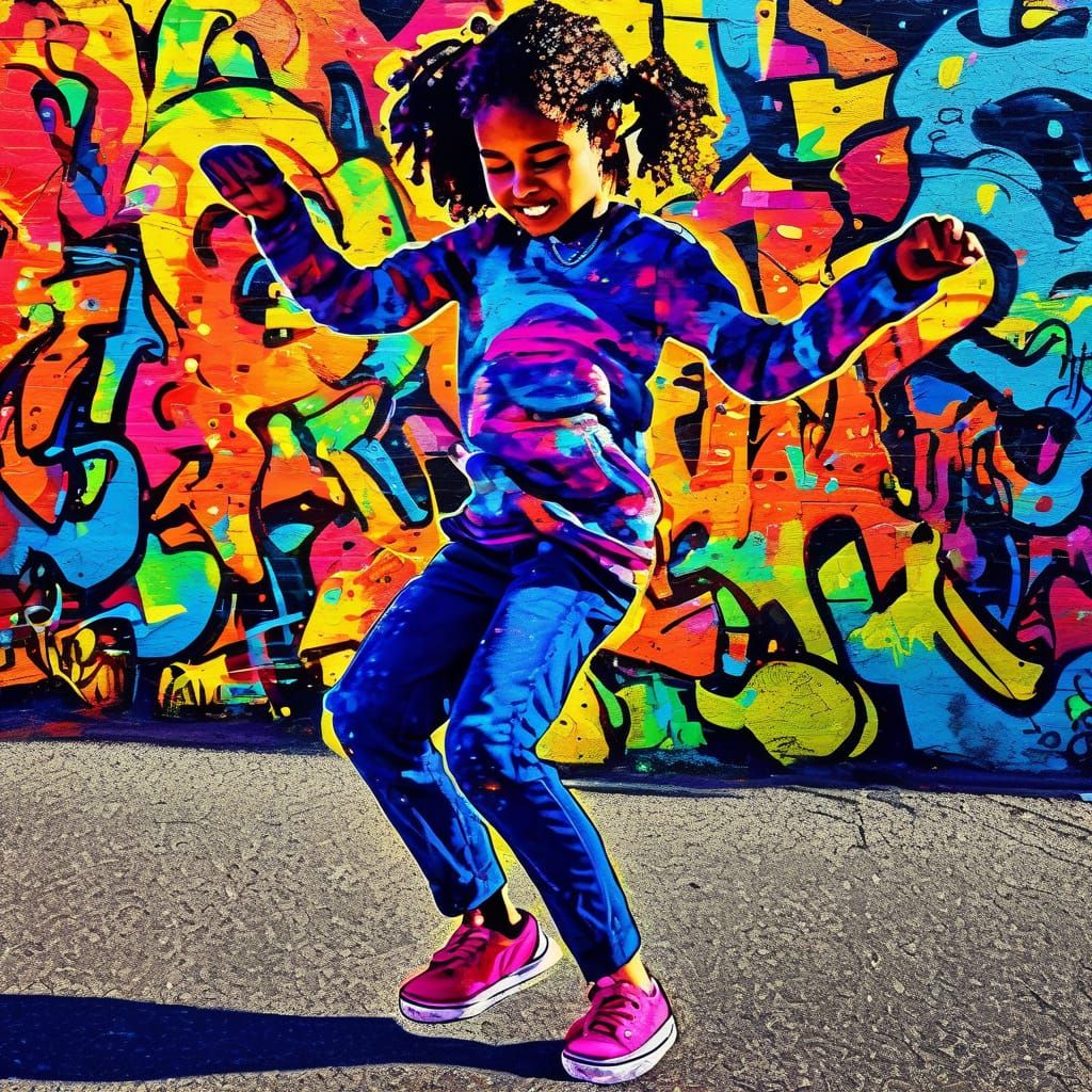 Vibrant Street Art Dance Scene in Graffiti-Inspire... - AI Art