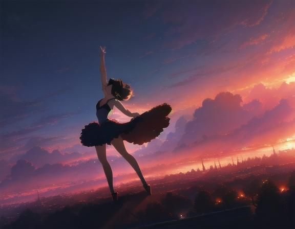"Ballet dancer dynamic pose" by Studio Ghibli, Anime Key Visual, by ...