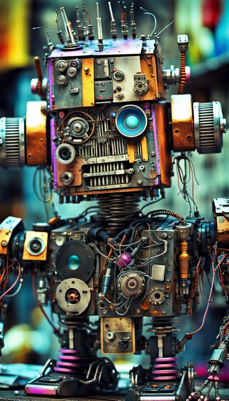 Scrap-punk Johnny 5, 25apr24 - AI Generated Artwork - NightCafe Creator