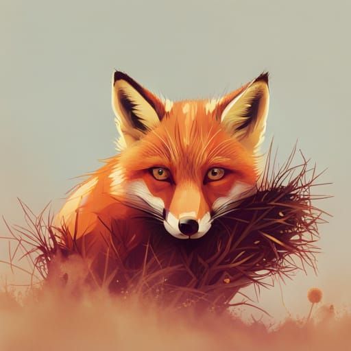 cute fox by Dustin Lefevre and Andreas Lie, meticulous, intricate, entangled, intricately ...