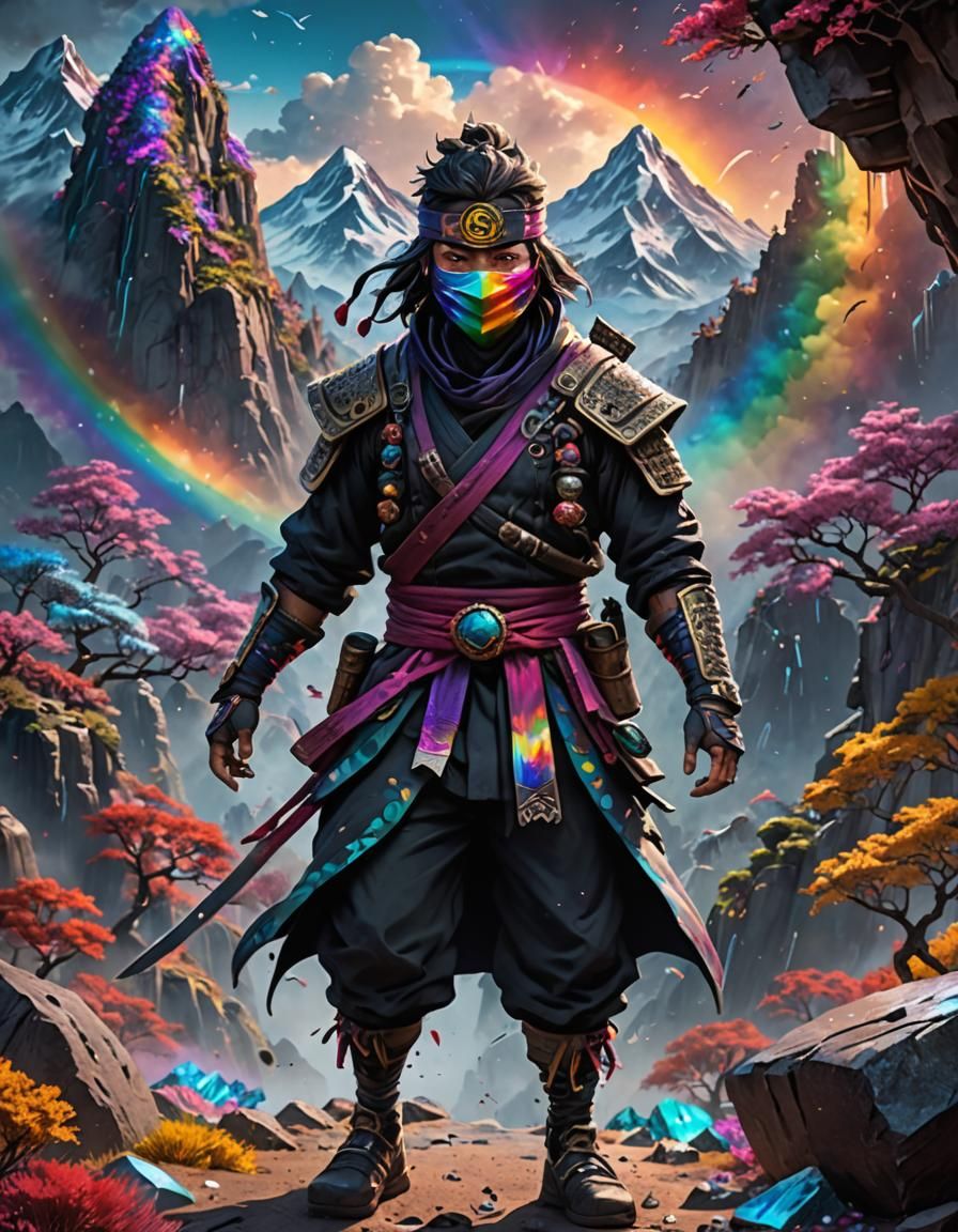 Creation portraying a wily sneaky serious character adorned with an ...