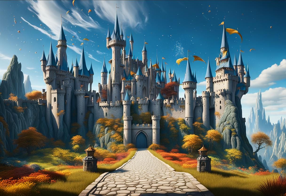 a castle from a fairy tale detailed matte painting, deep color ...