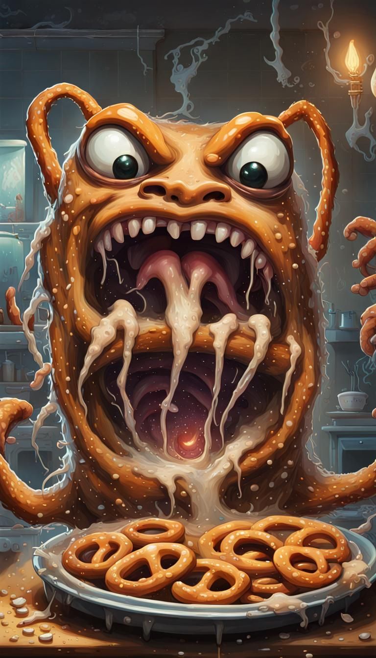 Preztel Monster Eating Pretzel - Terrible Creation! 👎 - AI Generated ...