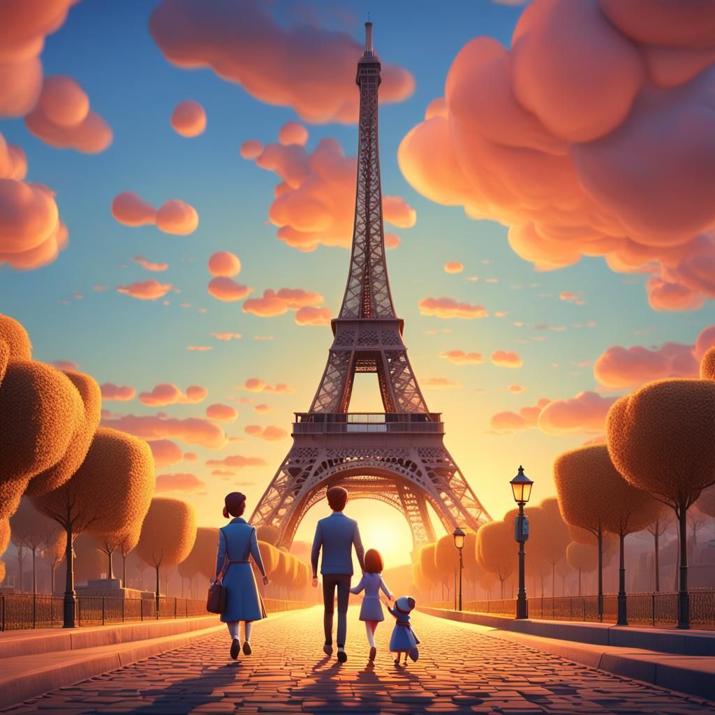 Eiffel tower and family - AI Generated Artwork - NightCafe Creator