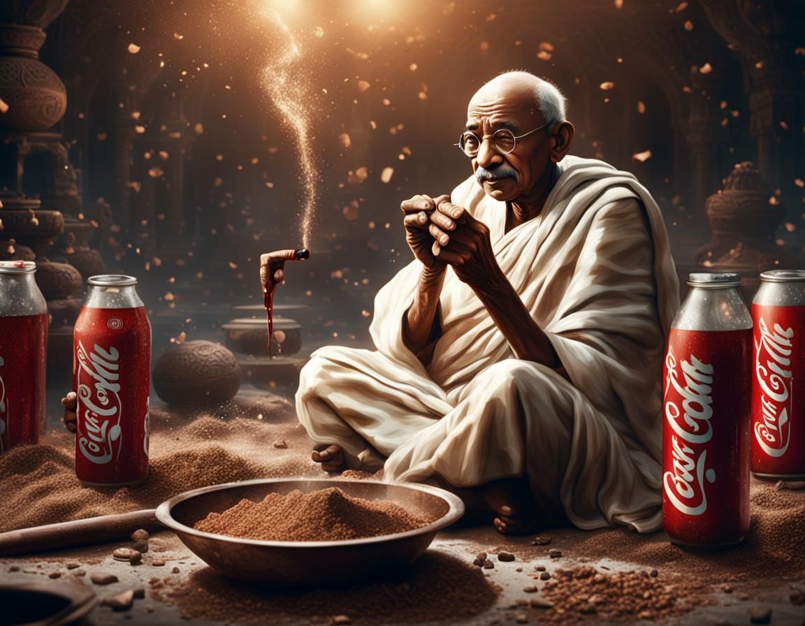 Gandhi with Coke - AI Generated Artwork - NightCafe Creator