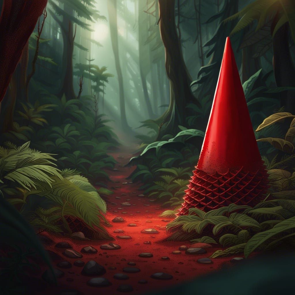 A red cone walking in the jungle forest 8k marvelous supernatural fine ...