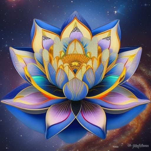 A periwinkle egyptian lotus & yellow with pink accents - AI Generated Artwork - NightCafe Creator