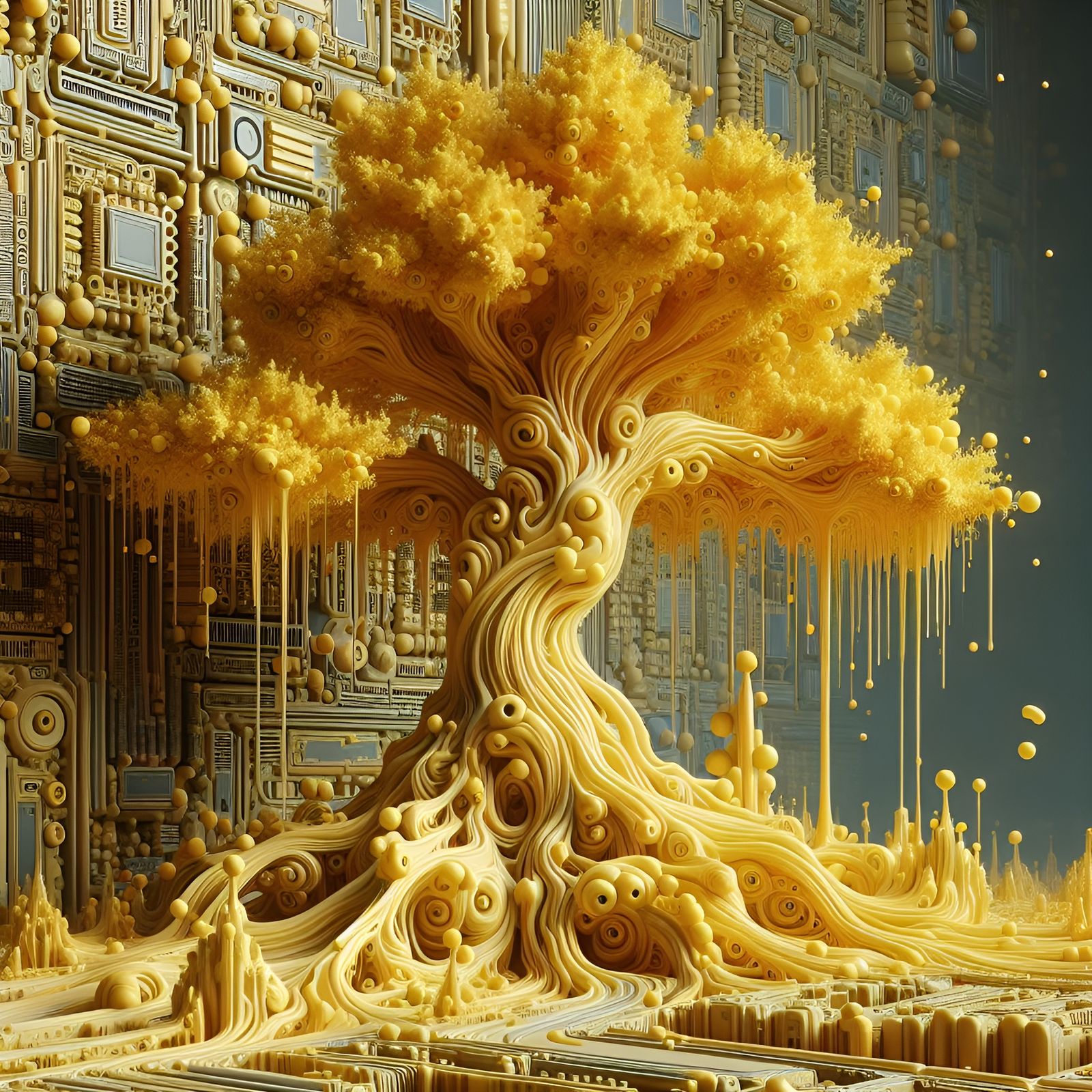 Yellow Fractal Trees (Dall-E-3, 02jan24) - AI Generated Artwork ...