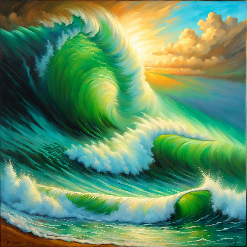 Tidal Wave, Oil Painting - AI Generated Artwork - NightCafe Creator
