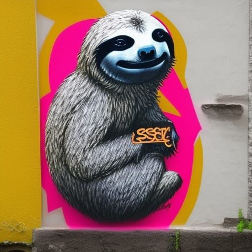 Graffiti sloth 3 - AI Generated Artwork - NightCafe Creator