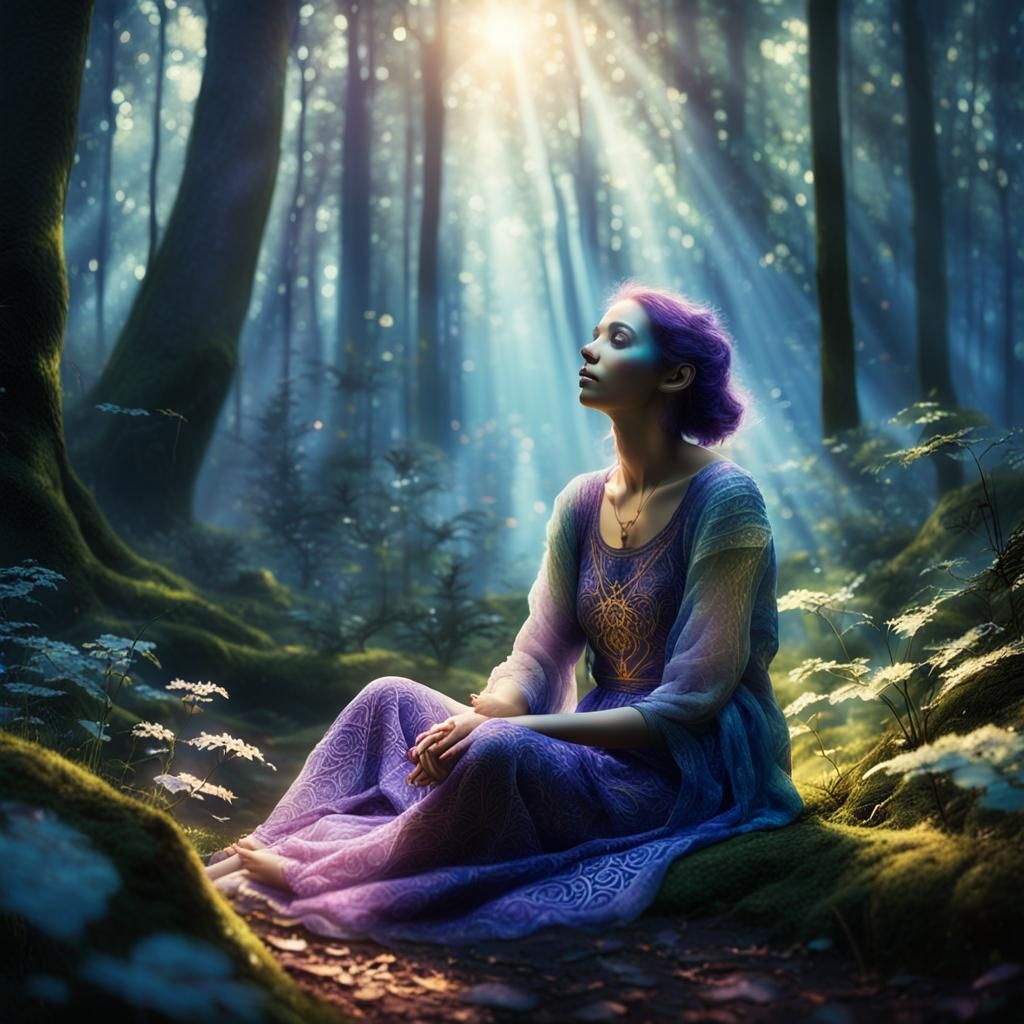 Disabled woman - Enchanted Disabled Woman in Vibrant Fantasy...