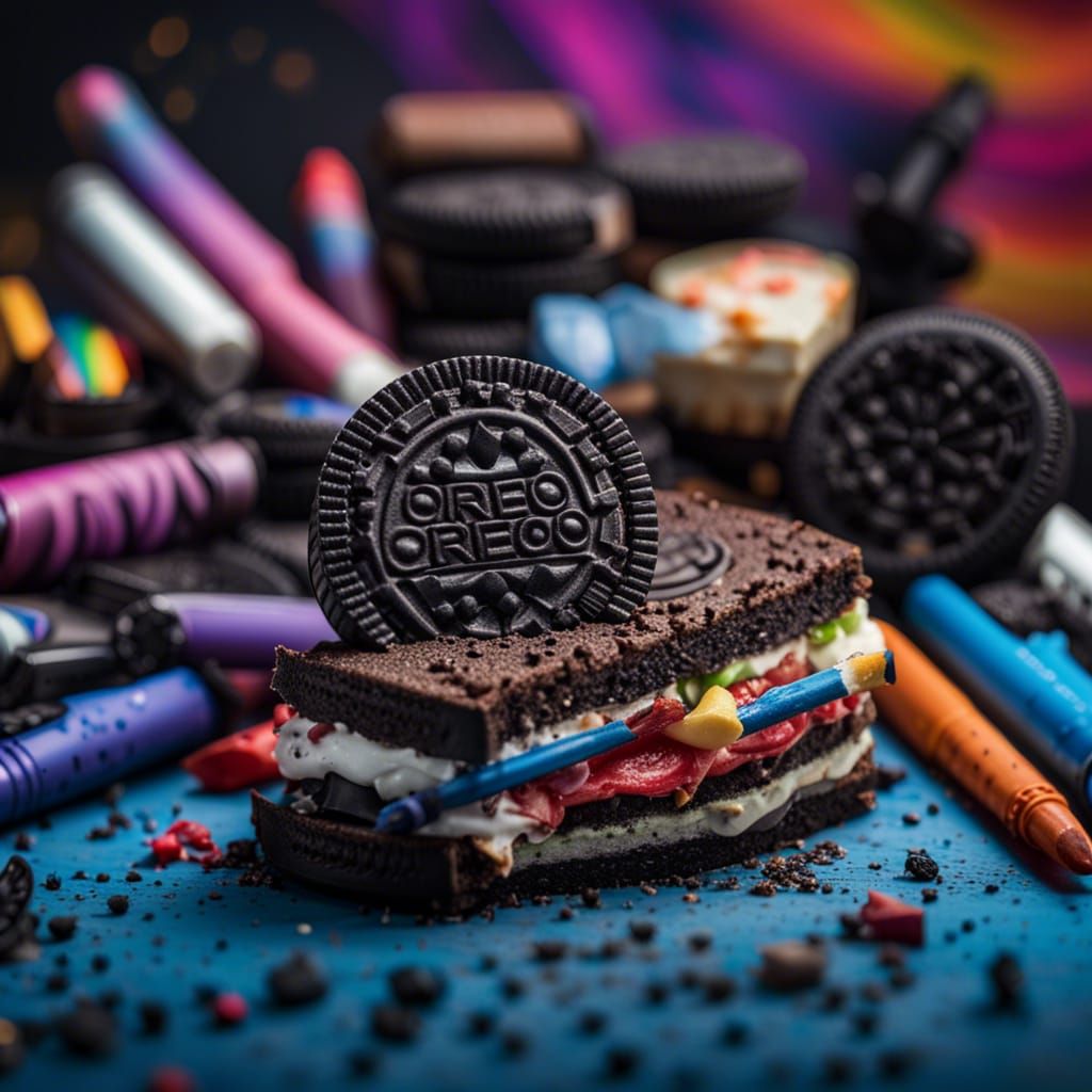 Crayon and Oreo sandwich - AI Generated Artwork - NightCafe Creator