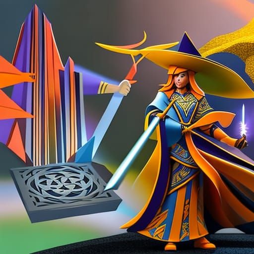 wizard. cubist painting, Neo-Cubism, layered overlapping geometry, art ...