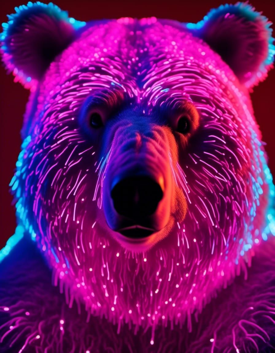 Photograph Portrait: Living Bioluminescent Fuzzy Obese Bear with UV ...