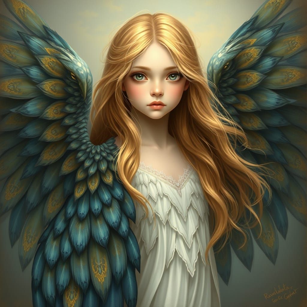 This image portrays a unique being that merges half a girl with half a ...