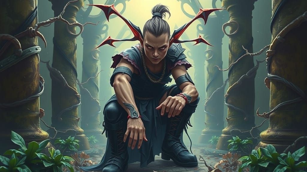 Dark Fae Warrior Unleashes Eldritch Power - AI Art