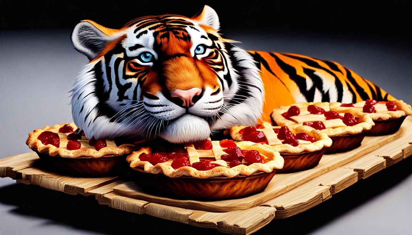 (Life of Beautiful Bengel Tiger Eating A Delicious Pie On A Raft and ...
