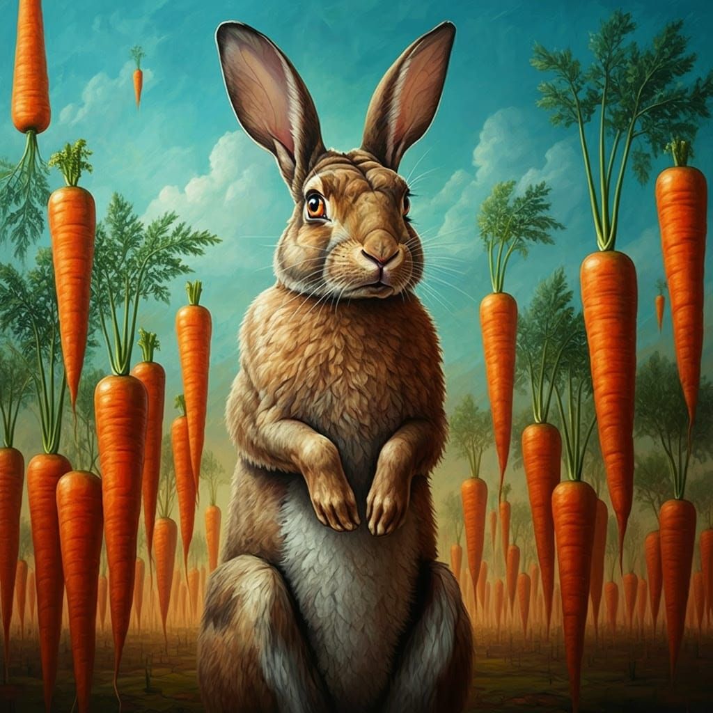 Surreal Rabbit Painting in Varied Styles with Impa... - AI Art