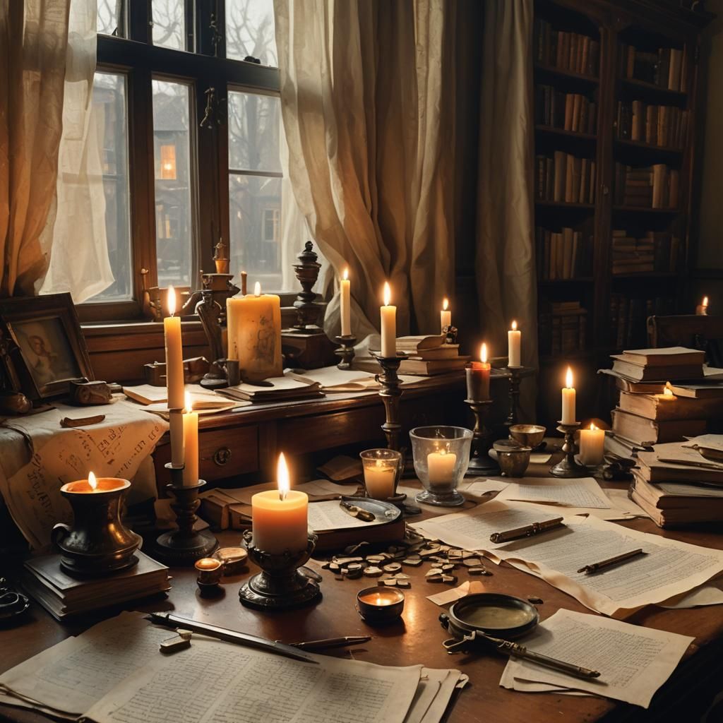 Vintage Parchment Letters in Oil Painting Style - AI Art