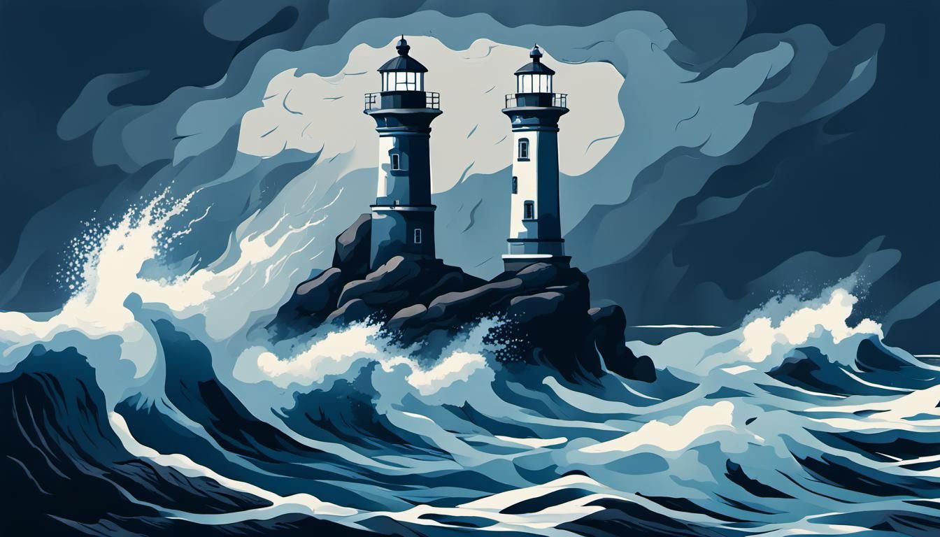 Timeless Lighthouse Endures Turbulent Coastline in... - AI Art