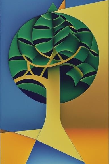 Cubist Tree - AI Generated Artwork - NightCafe Creator