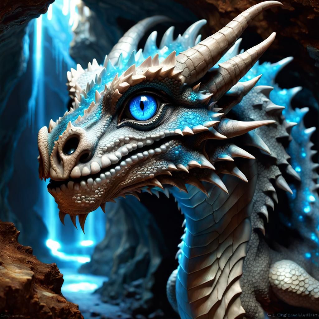 Blue Cave Dragon - AI Generated Artwork - NightCafe Creator