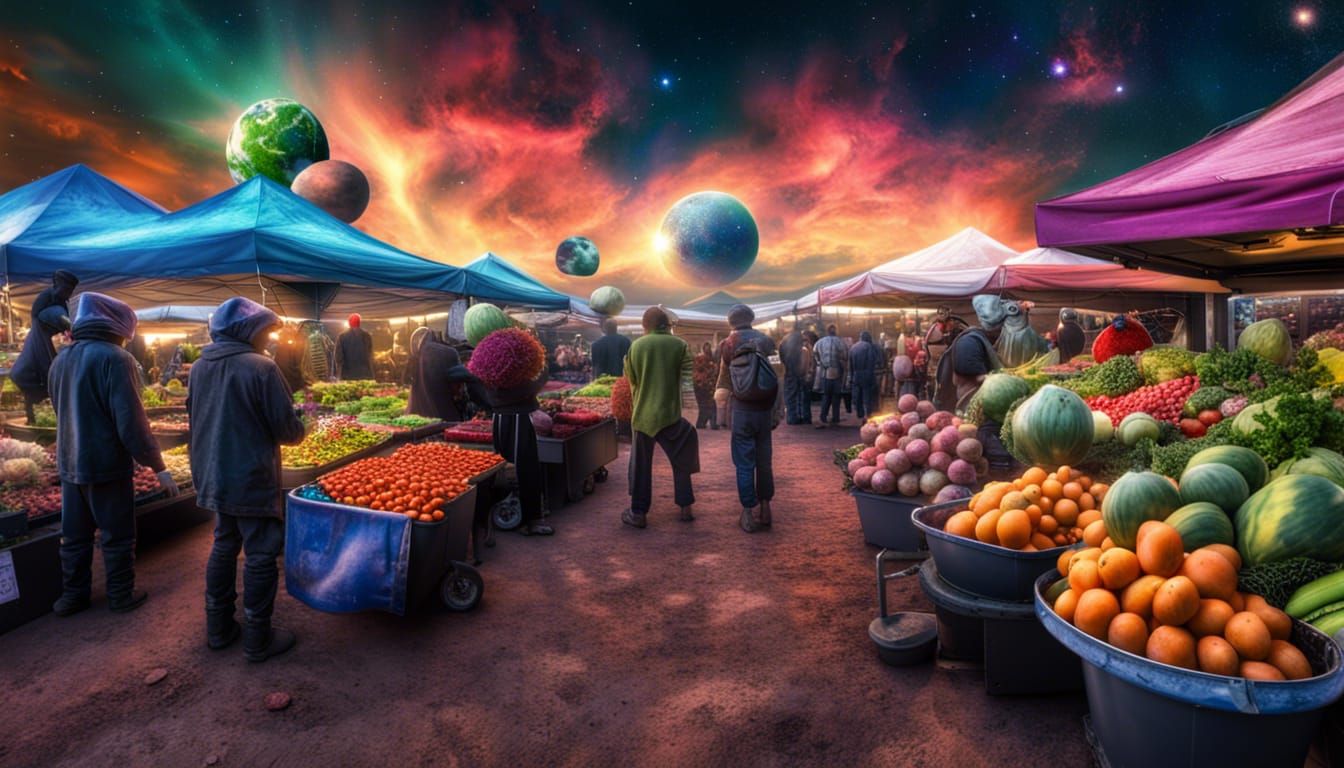 Aliens Farmers Market - AI Generated Artwork - NightCafe Creator