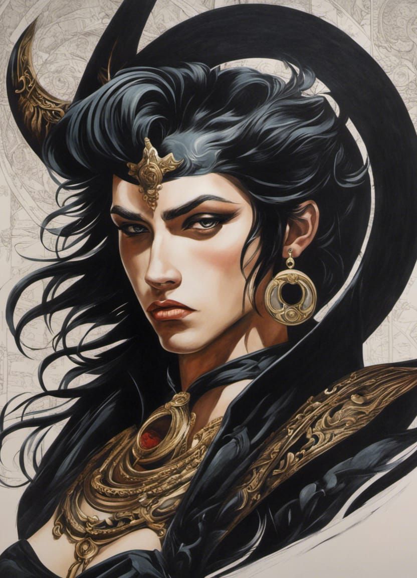 Acrylic Painting style of, MAPPA, Karol Bak; Male Sailor Pluto; man ...