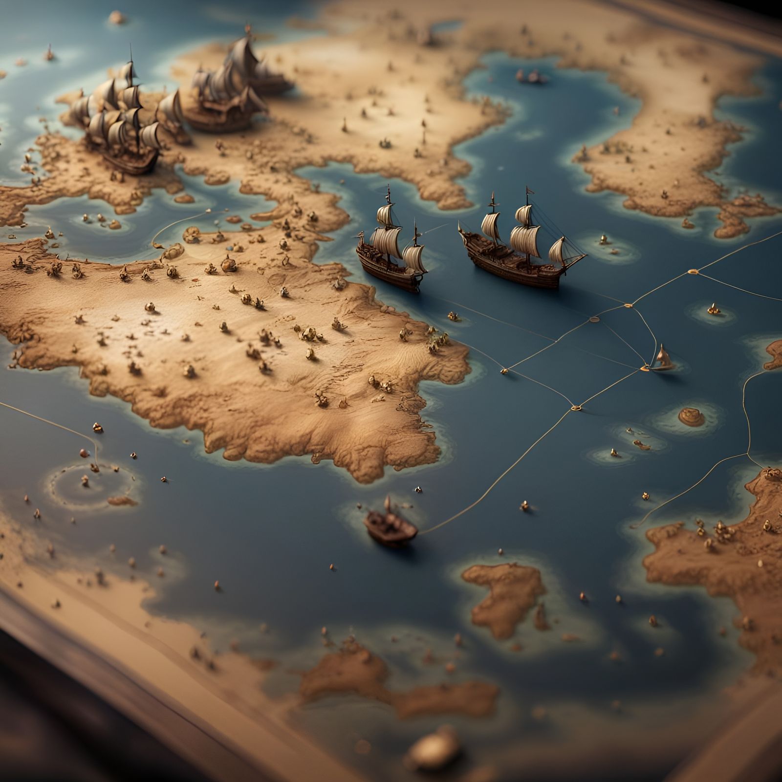 World Map with Tiny Ships