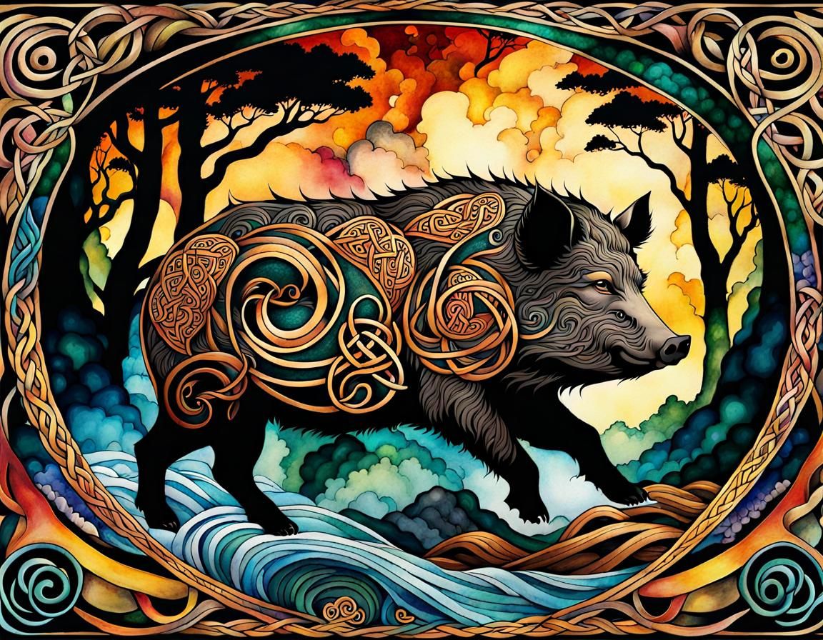 Celtic boar - AI Generated Artwork - NightCafe Creator
