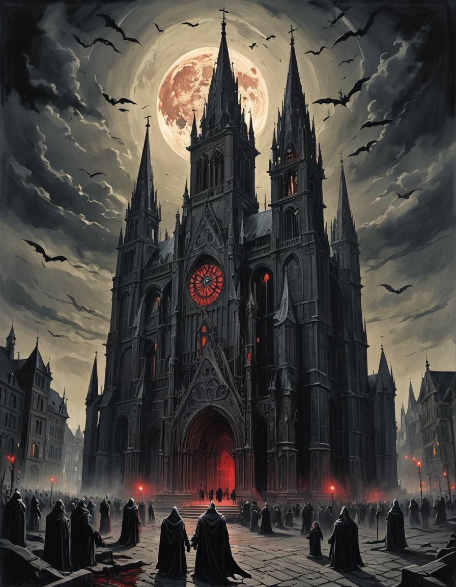 nosferatu dark gothic blood moon cathedral - AI Generated Artwork ...