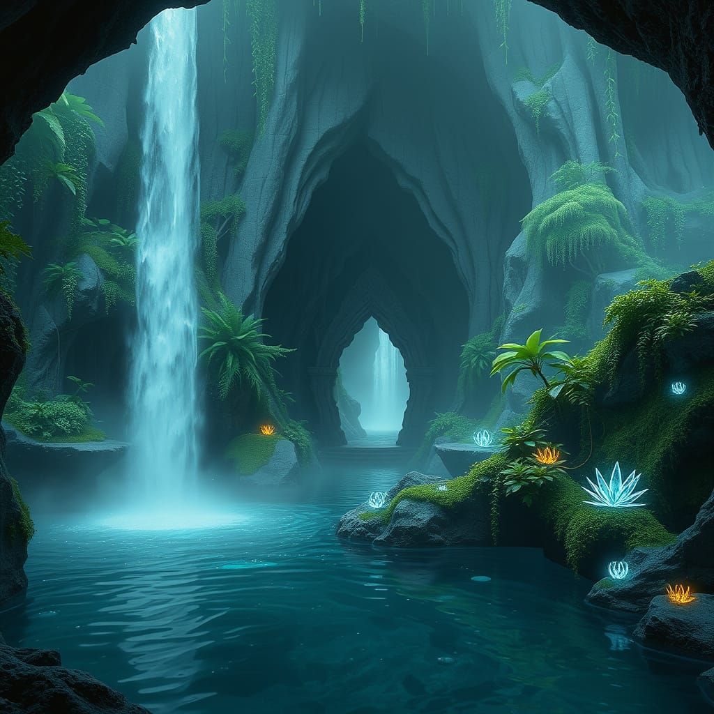Hidden Lagoon - Mystical Cave Oasis in Ancient Stone