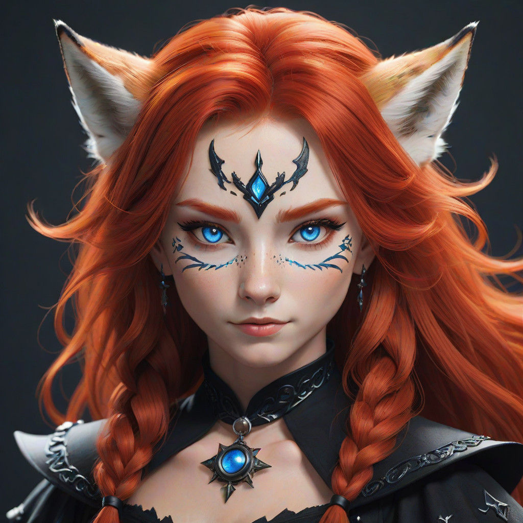 fox witch - Surreal Fox Witch with Mystical Symbols