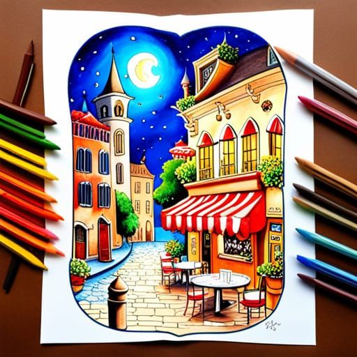 The Night Café, colored in and beautiful - AI Generated Artwork ...
